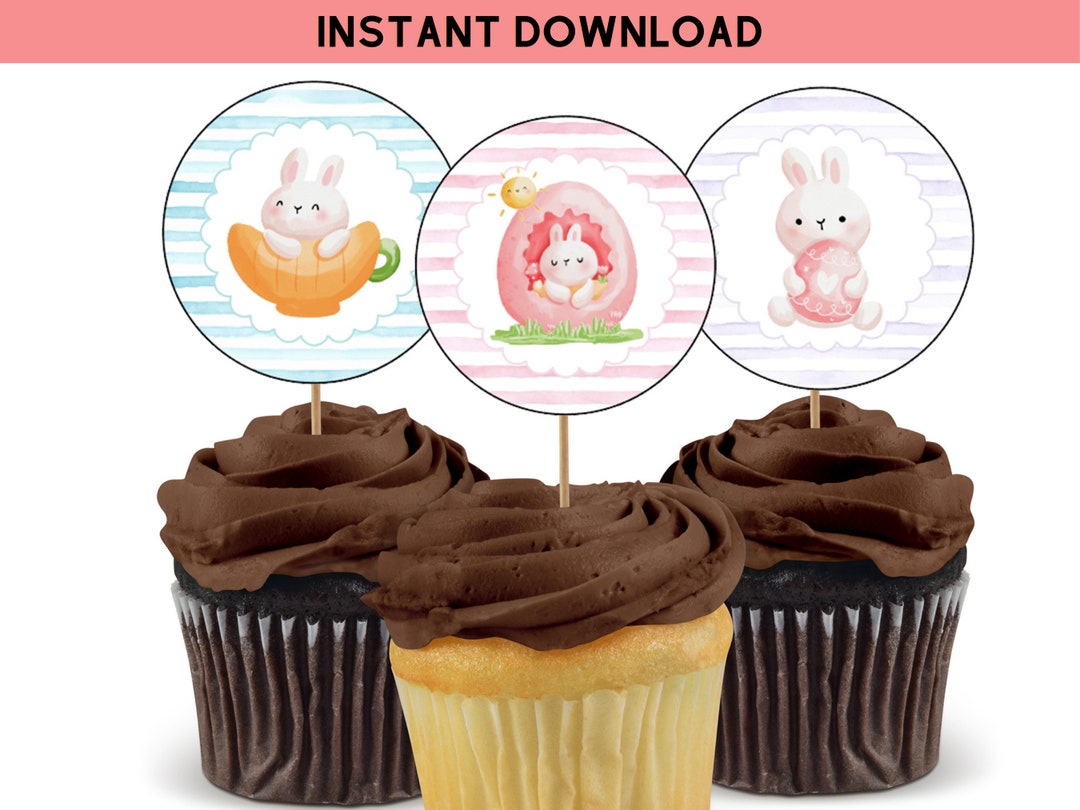 INSTANT DOWNLOAD Easter Watercolor Cupcake Toppers / Easter Printable ...