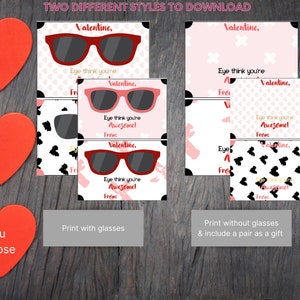 Two Styles Valentine's Day Card Printable/ Sunglasses /eye Think You're ...