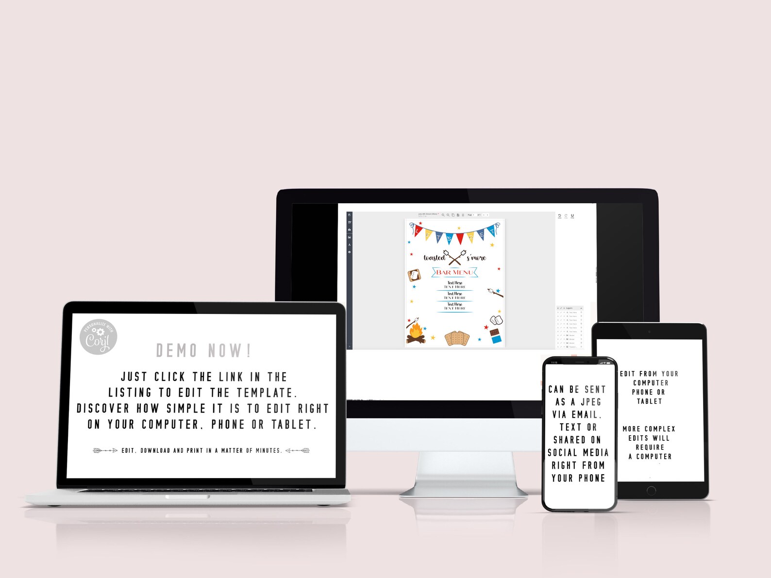 EDITABLE Let's Get Toasted S'more Menu / 4th of July - Etsy