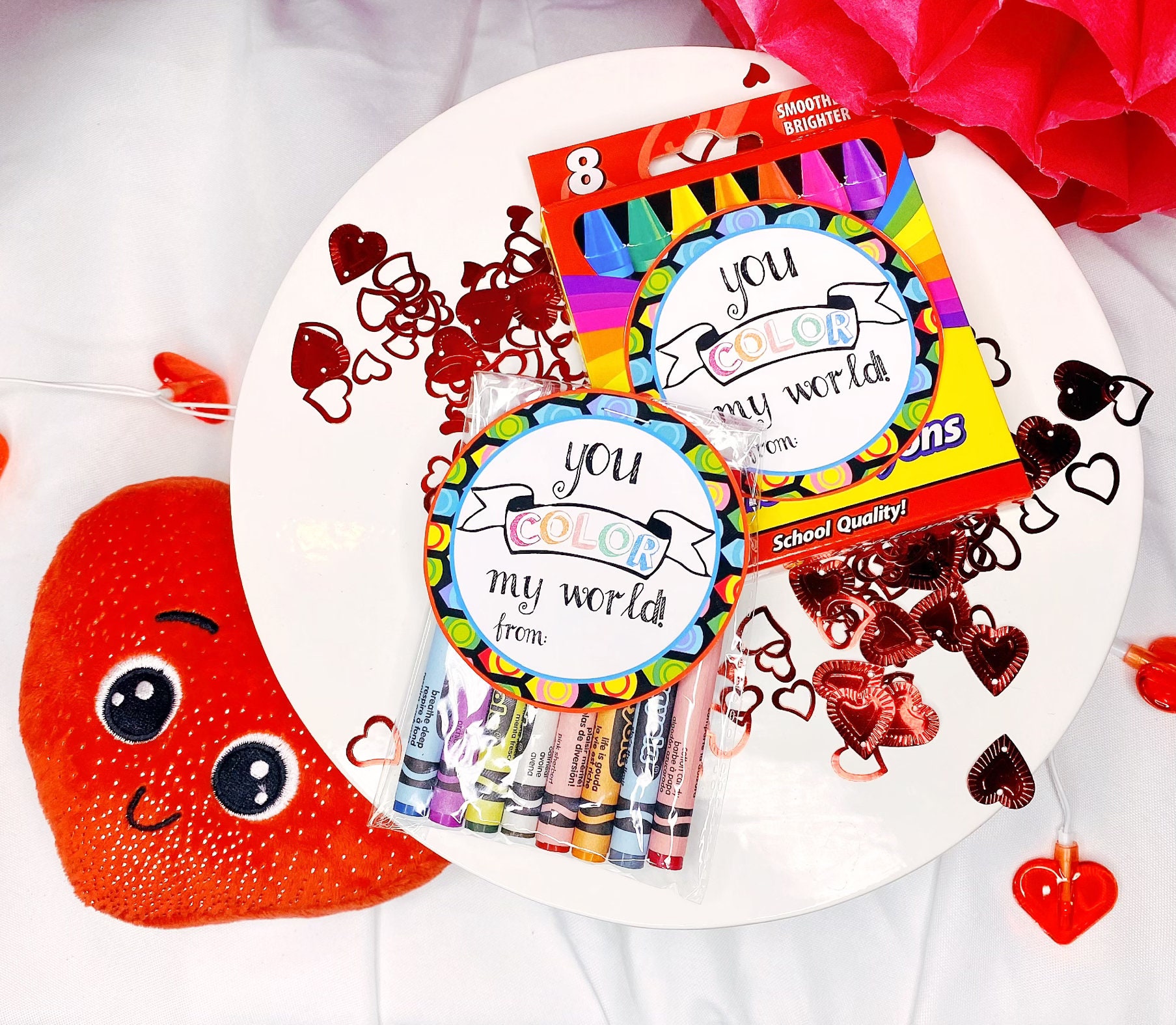 INSTANT DOWNLOAD You Color My World Valentine's Day Printable/ Crayon ...