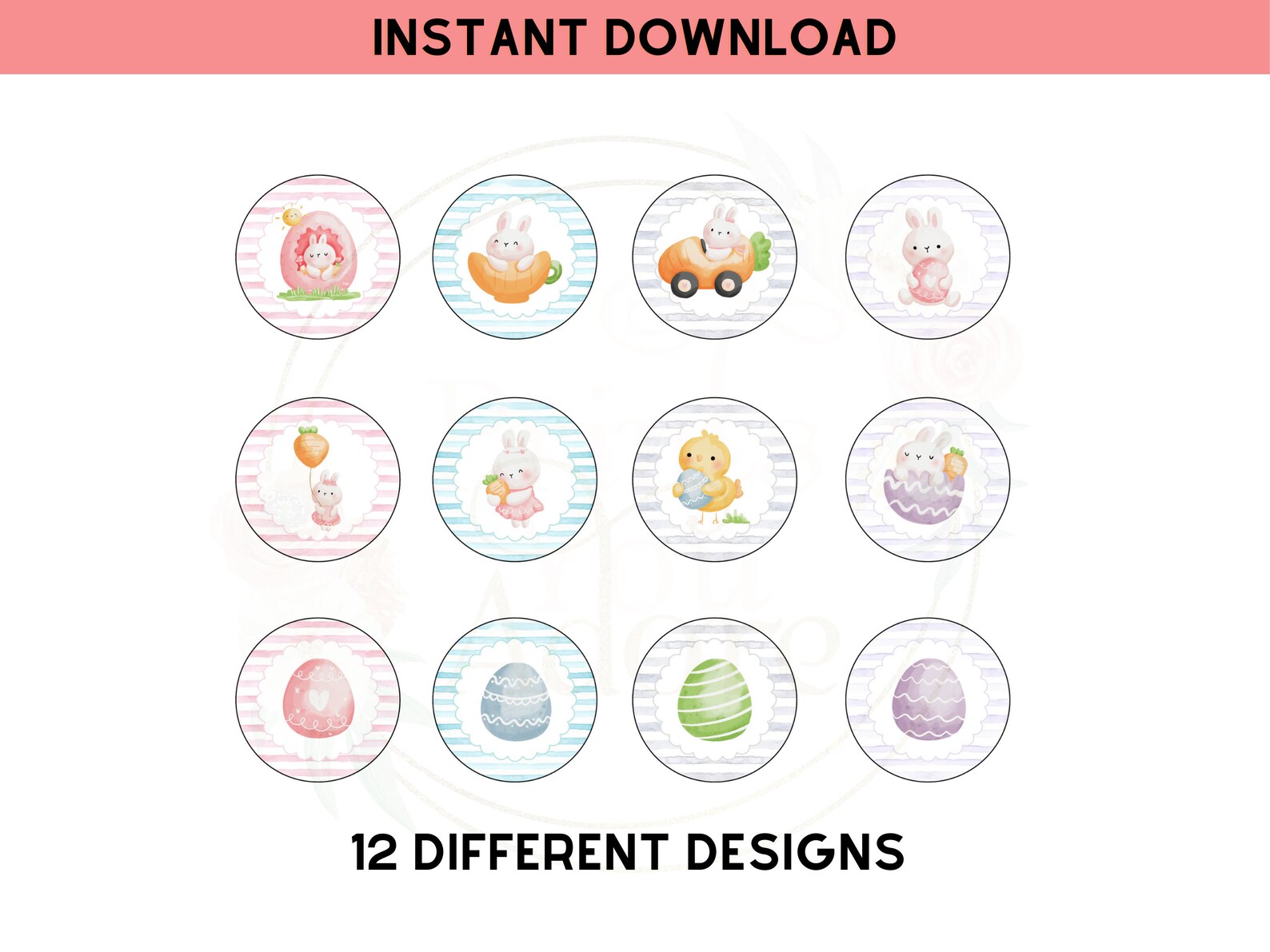 INSTANT DOWNLOAD Easter Watercolor Cupcake Toppers / Easter Printable ...
