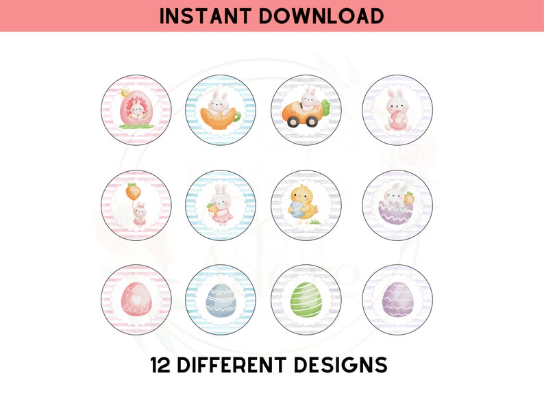 INSTANT DOWNLOAD Easter Watercolor Cupcake Toppers / Easter Printable ...