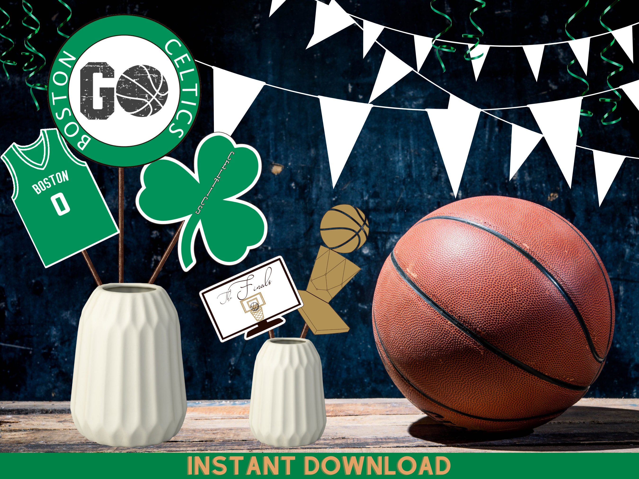 INSTANT DOWNLOAD Boston Celtics Centerpiece / Boston Jersey / Green and ...