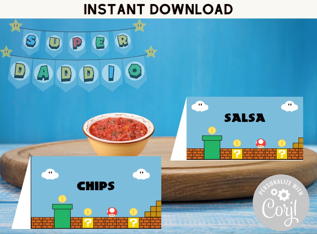 EDITABLE Super Daddio Food Tent Cards / Father's Day Party ...