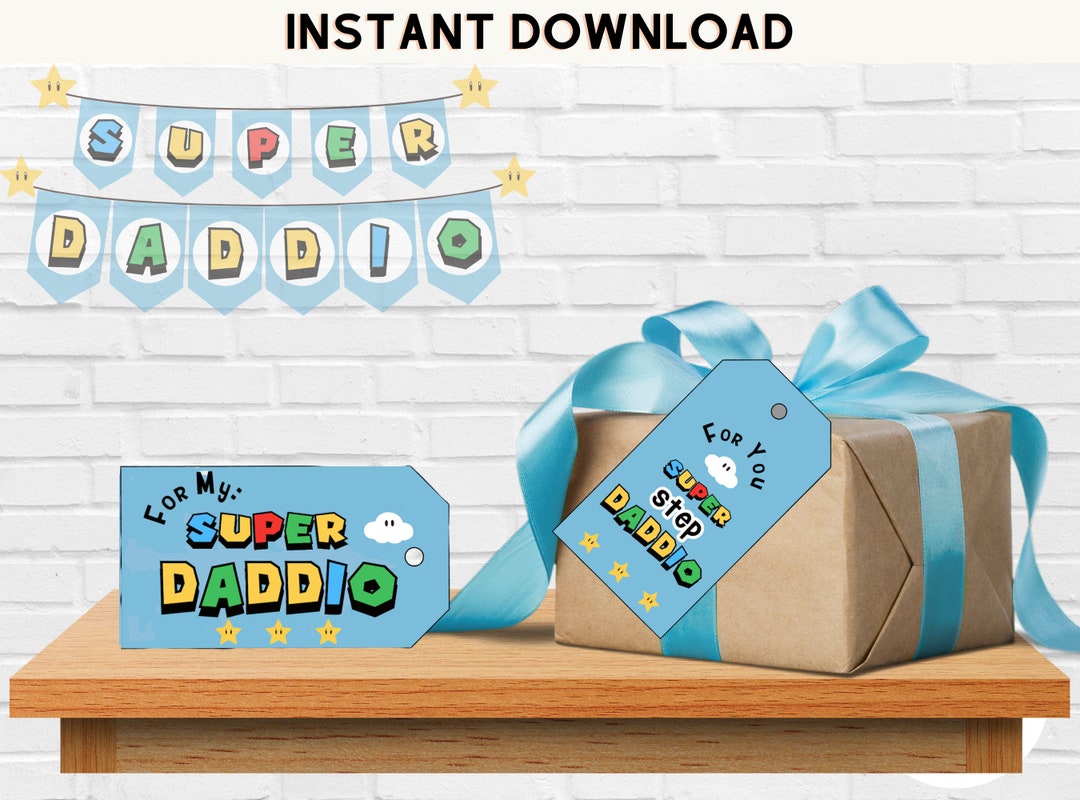 INSTANT DOWNLOAD Super Daddio Father's Day Gift Tags / Step Dad Gift ...