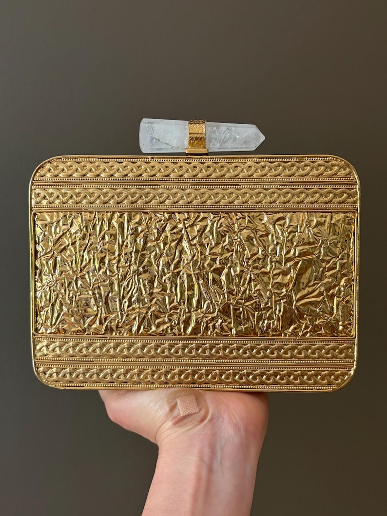Purple Agate Geode Box Clutch | Textured Gold Evening Bag, Bridal Purse ...