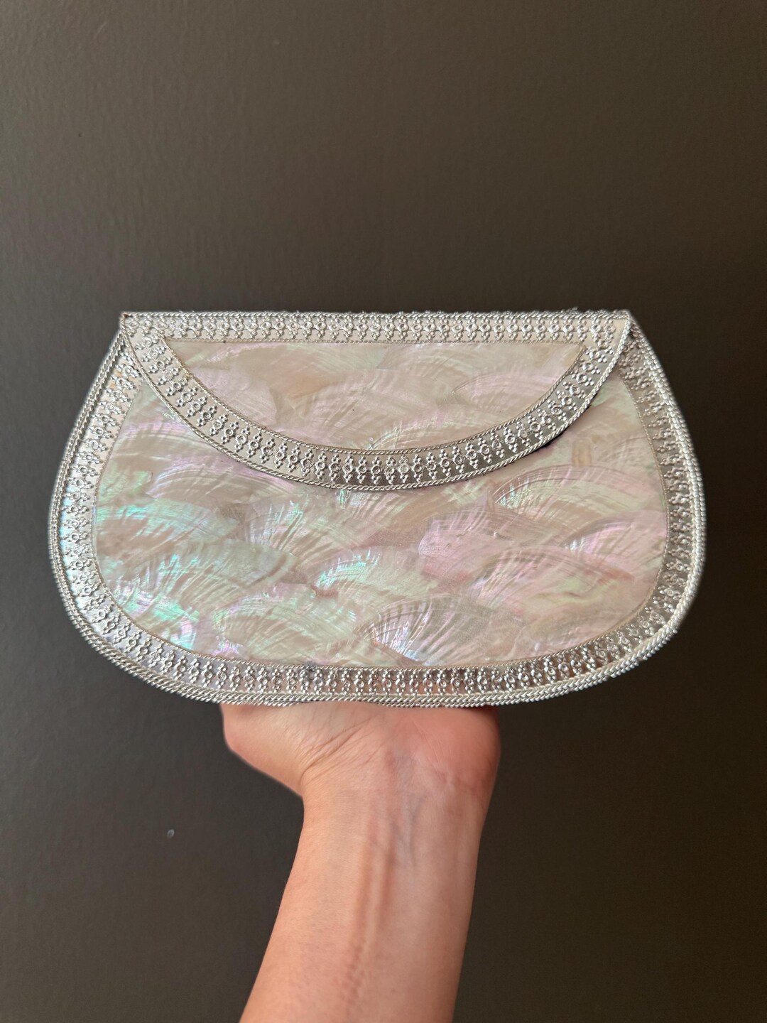 Real Mother of Pearl & Silver Evening Clutch. Bridal Clutch. Luxury Bag ...