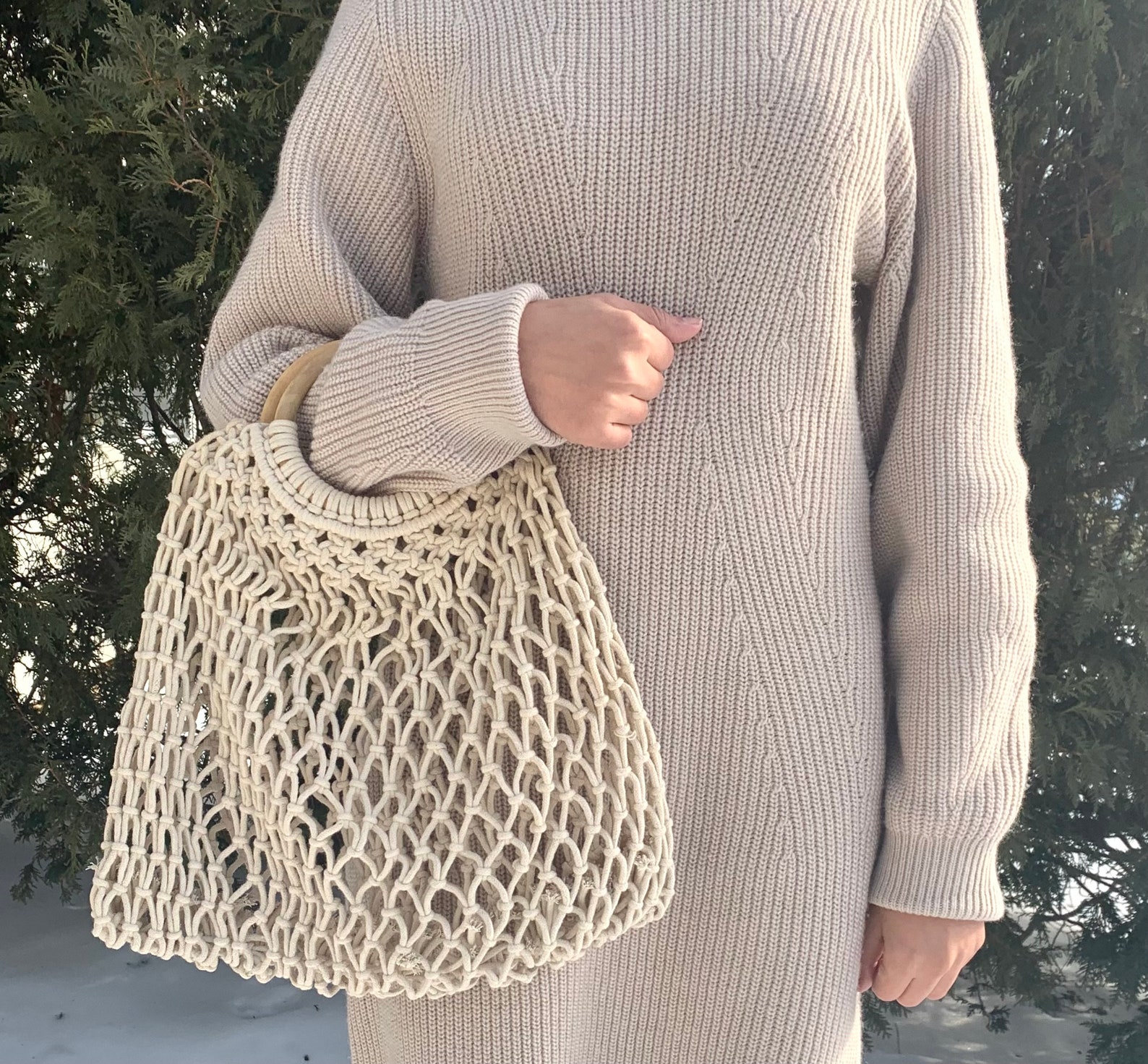 Handmade Macrame Shoulder Bag Boho Macrame Bag Sustainable Tote Macrame ...