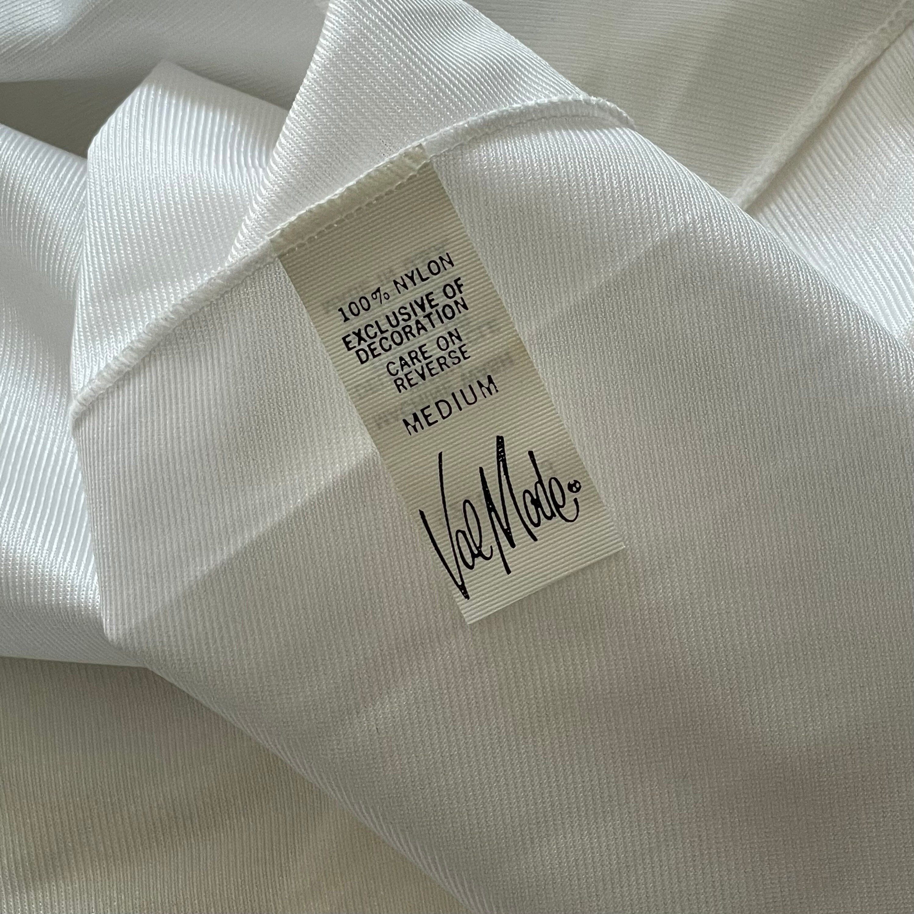 Nuevo stock antiguo, Val Mode, mujer S/M, camisón de nailon blanco ...