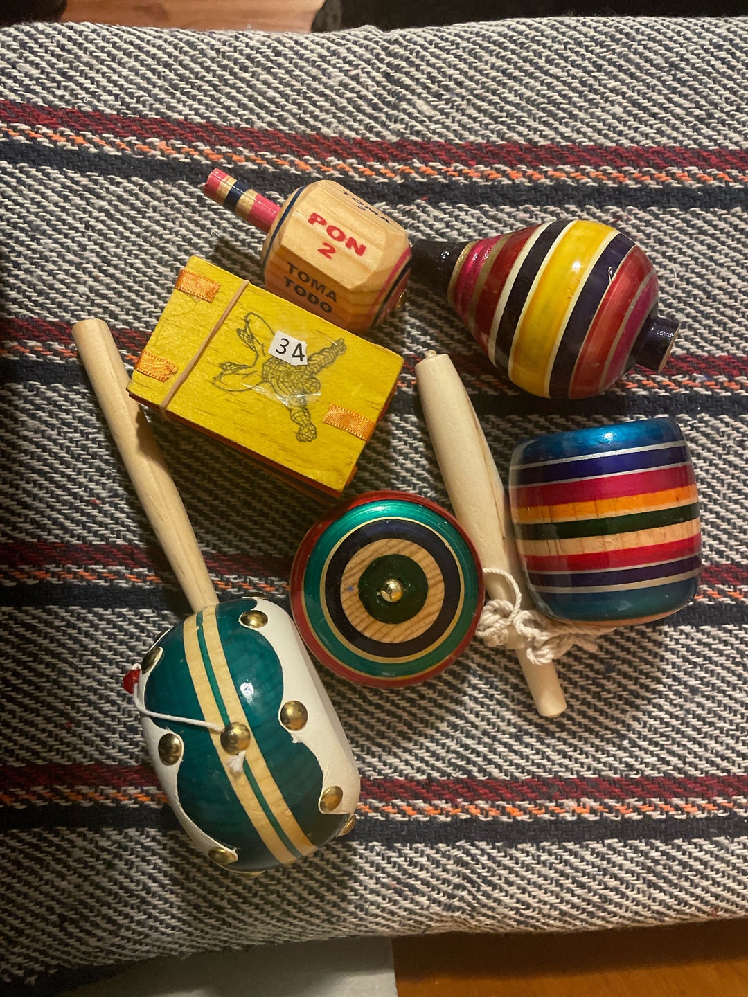 6 Mexican Toys. Wooden Toys. Toys Balero, Spinning, Yo-yo, Take 2, Drum ...