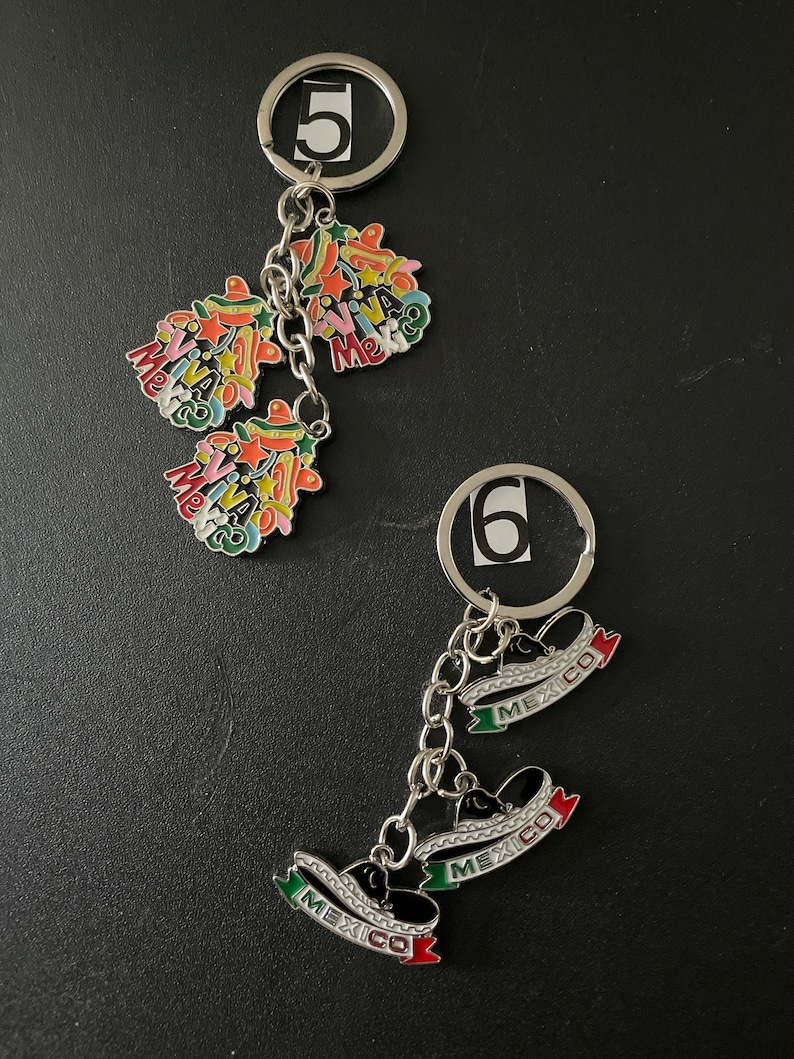 Mexican Keychain. Llavero De Mexico. Keychain With Triple Metal Figure ...