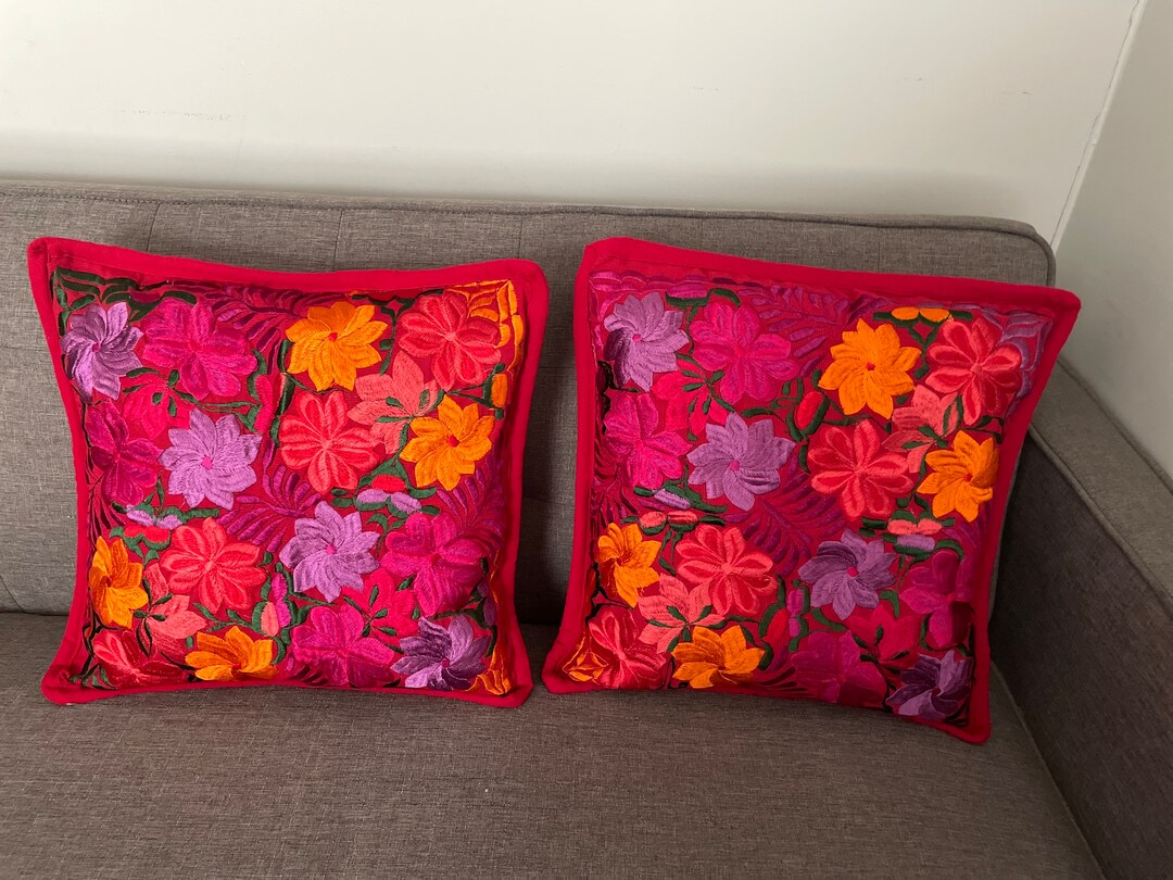Two Decorated Covers Embroidered With Typical Mexican Motifs. - Etsy