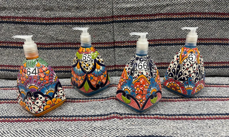 Mexican Ceramic. TRIANGLE Soap Dispenser With a Beautiful Design. - Etsy