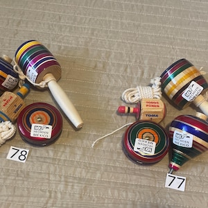 4 Mexican Toys. Balero, Spinning Top, Take 2, Yo-yo. Traditional Colors ...