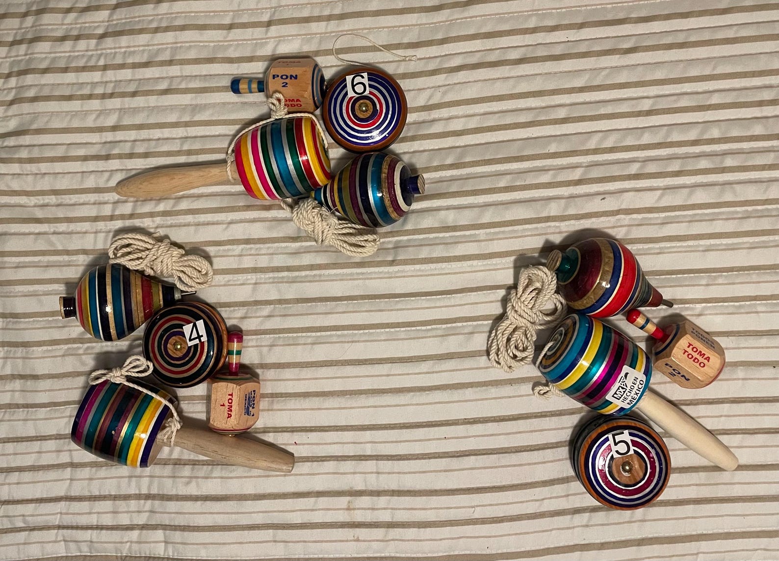 4 Mexican Toys. Balero, Spinning Top, Take 2, Yo-yo or Magic Tables ...