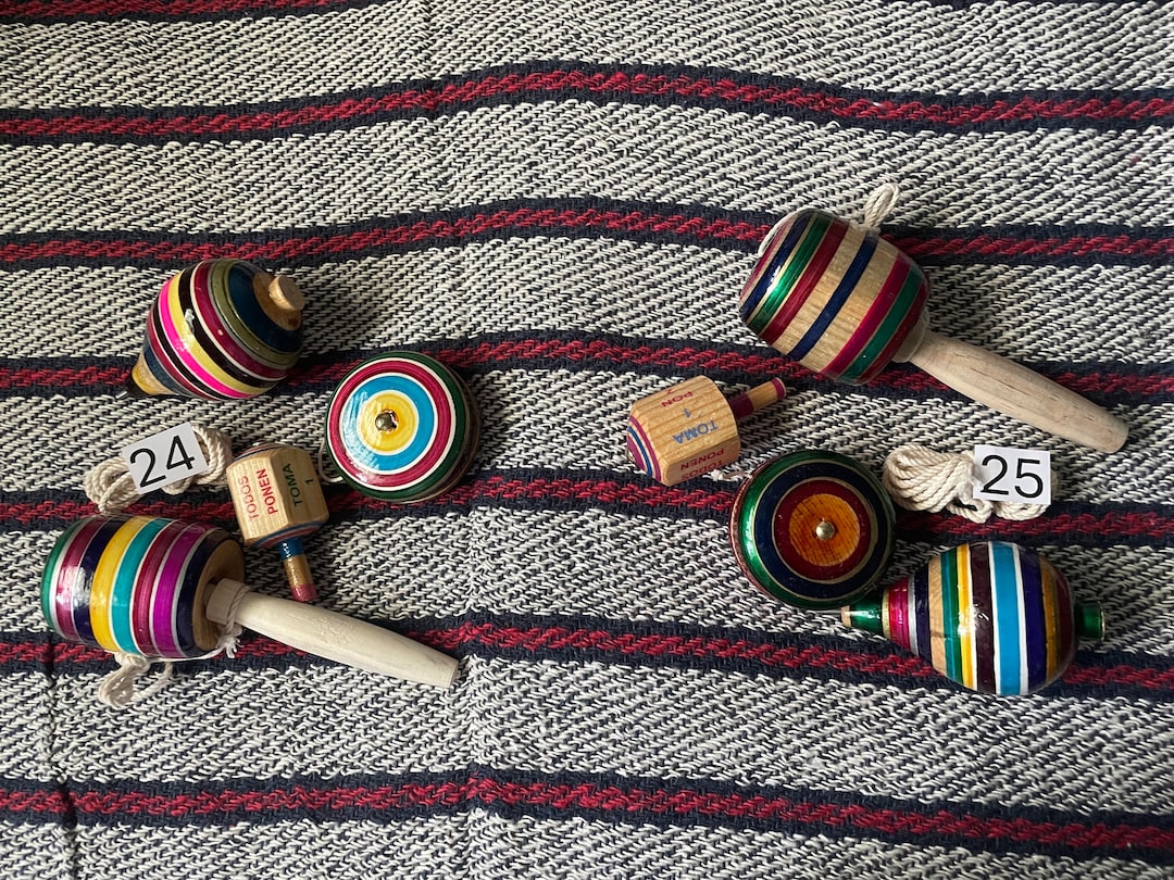 4 Mexican Toys. Balero, Spinning Top, Take 2, Yo-yo. Traditional Colors ...