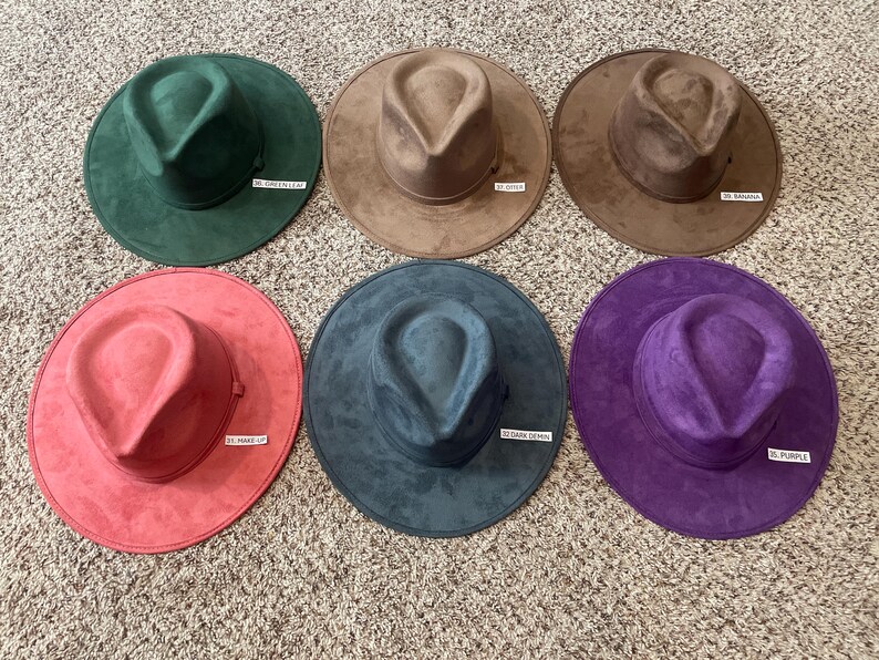 Mexican Hat. FEDORA DROP Model. LARGE Size. Flat Brim. Vegan Suede Hat ...