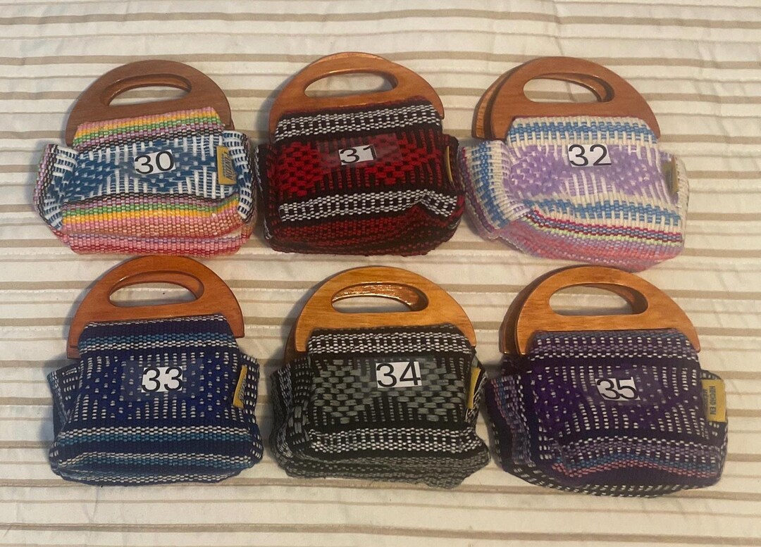 Mini Mexican Bag. Wooden Handle.bag Made in Mexico. Beautiful Color ...