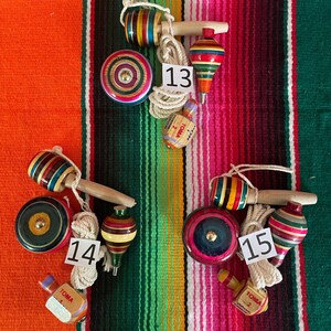 Mexican Toy. 4 Mini Toys, Balero, Spinning Top, Take 2, Yo-yo. Made in ...
