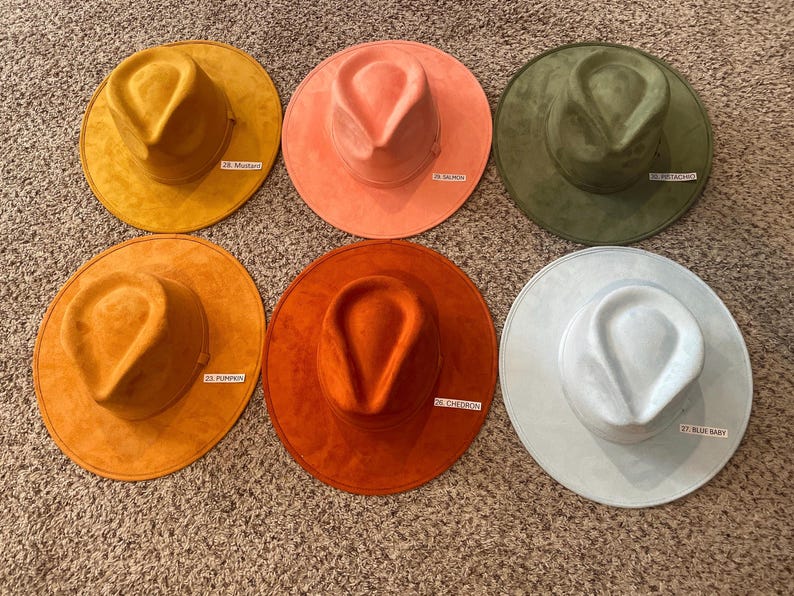 Mexican Hat. FEDORA DROP Model. LARGE Size. Flat Brim. Vegan Suede Hat ...