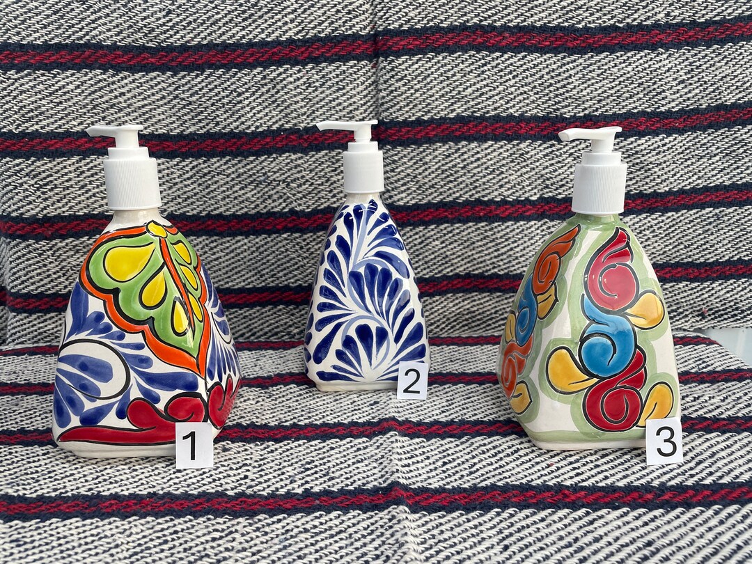 Mexican Ceramic Soap Dispenser With a Beautiful Design. - Etsy