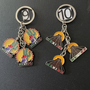 Mexican Keychain. Llavero De Mexico. Keychain With Triple Metal Figure ...