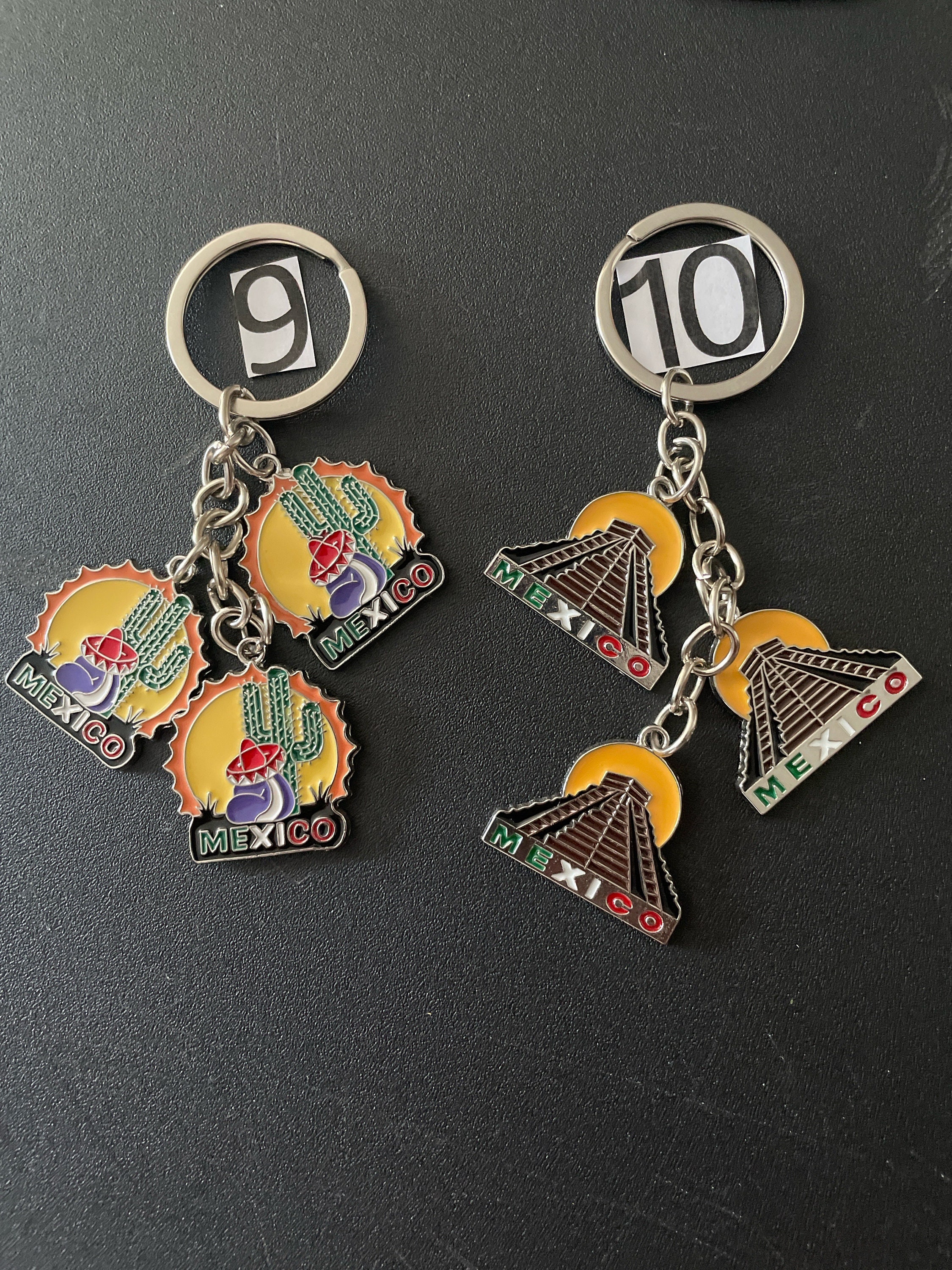 Mexican Keychain. Llavero De Mexico. Keychain With Triple Metal Figure ...