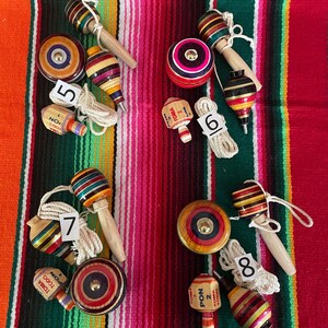 Mexican Toy. 4 Mini Toys, Balero, Spinning Top, Take 2, Yo-yo. Made in ...