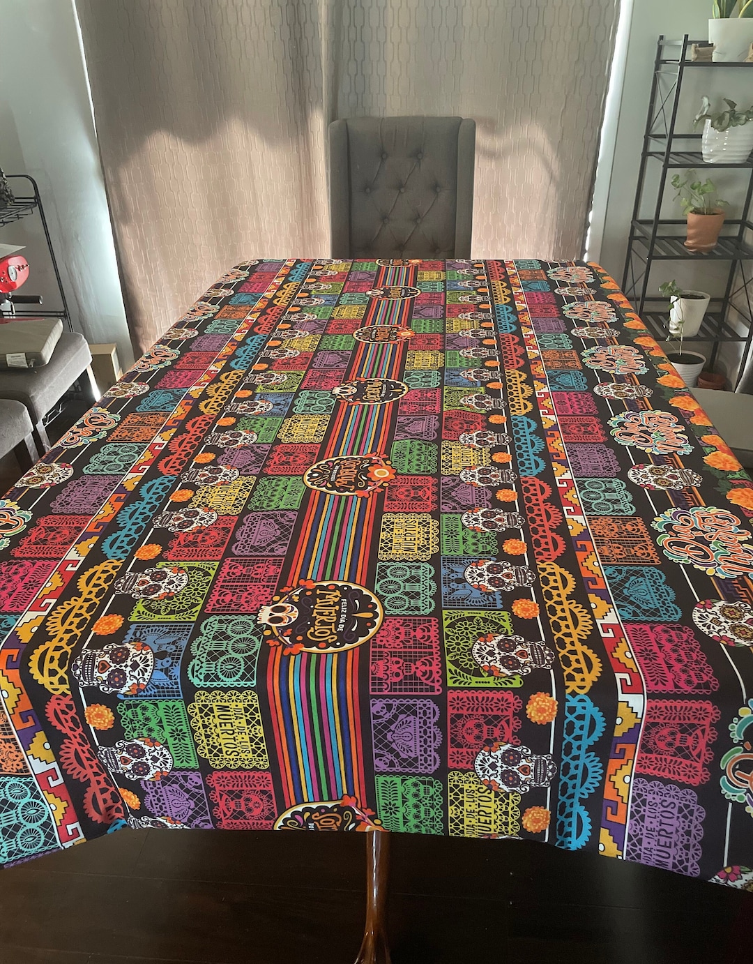 Mexican Commemorative Fabric. Tablecloth. Run Table. Traditional Papel ...