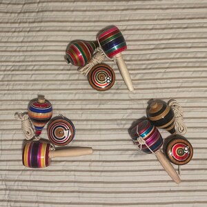 3 Mexican Toys. Wooden Toys. Balero, Spinning Top, Yo-yo or Take 2 ...