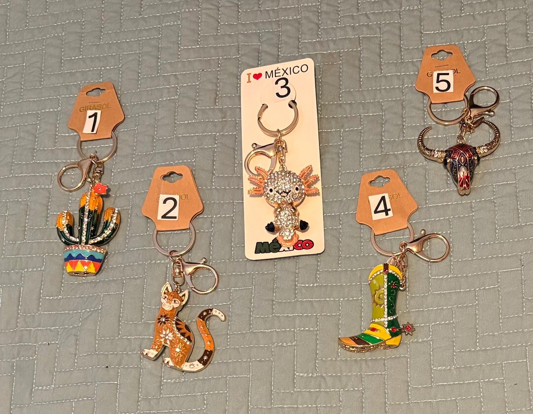 Metal Keychain With Mexican Designs. Metal Keychains of Axolotl, Lele ...