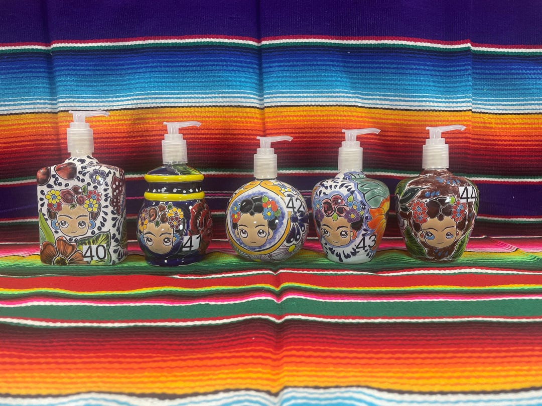 Mexican Ceramic Soap Dispenser With FRIDA. DISPENSADOR TALAVERA. - Etsy