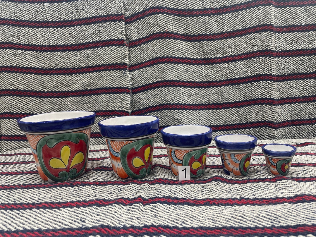 5 Mini Pots Set. Mexican Ceramic Pots. Talavera Pots. - Etsy