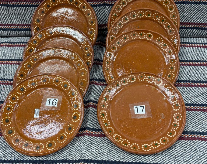 Set of 4 Round Plates 8". With the Traditional Mexican Clay Design ...