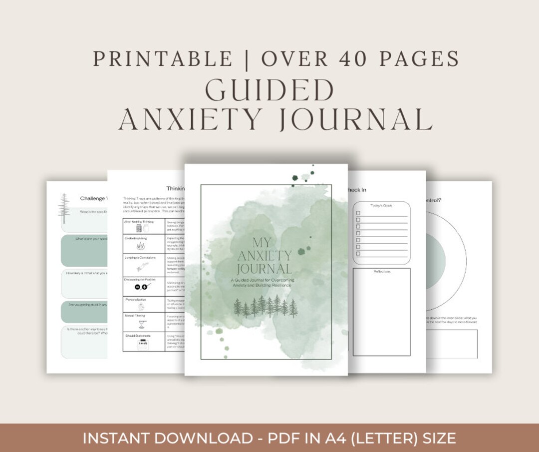 Guided Anxiety Journal, Journaling for Anxiety Relief, Anxiety Workbook ...