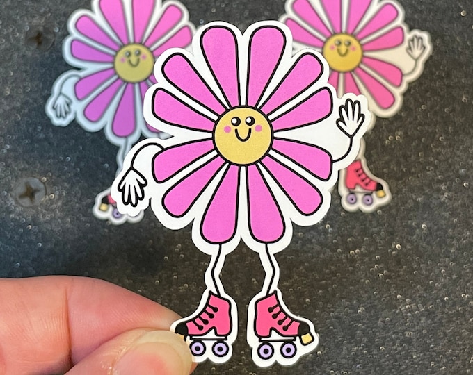 Roller Skating Sticker / Roller Skating Flower / Retro Flower Sticker ...