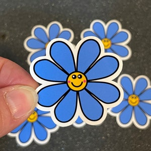 Smiley Flower Sticker / Retro Flower Sticker / Flower Sticker / Happy ...