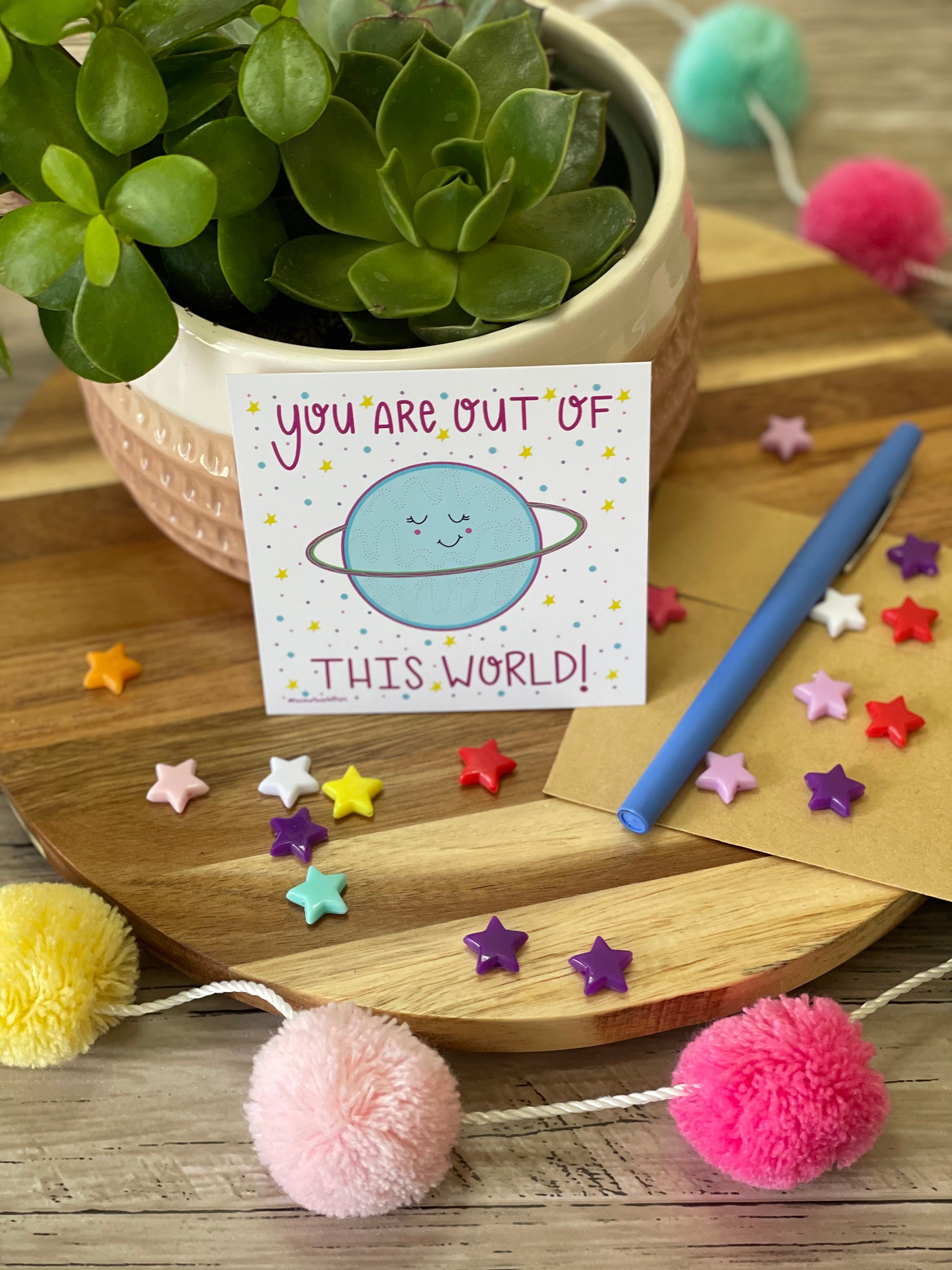 Planet Pun Card: You're Out of This World Note - Etsy