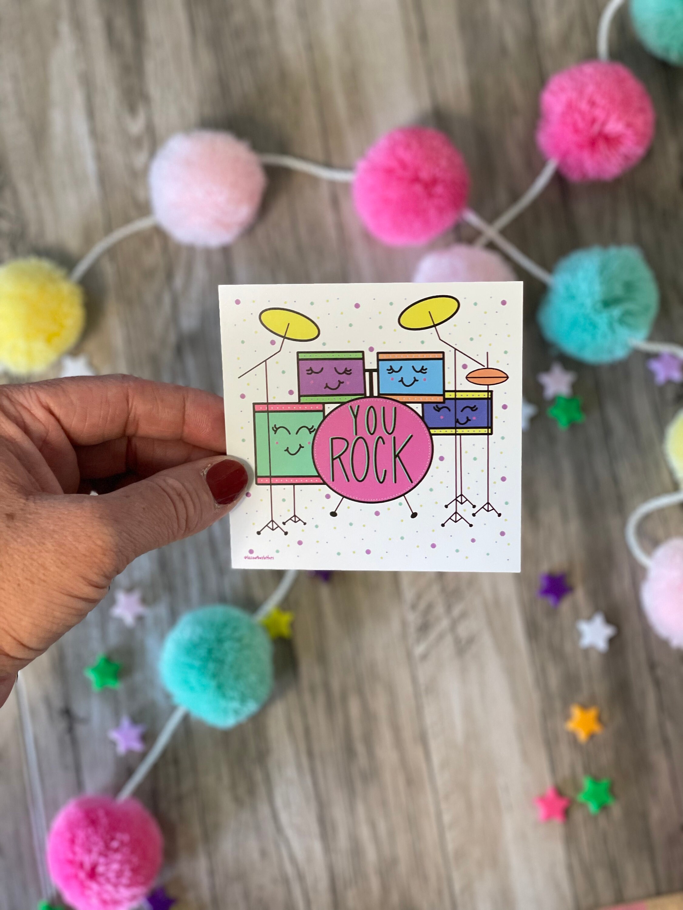 You Rock Card / Drum Set Card / Pun Card / Lunch Note / Drum Set Lunch ...