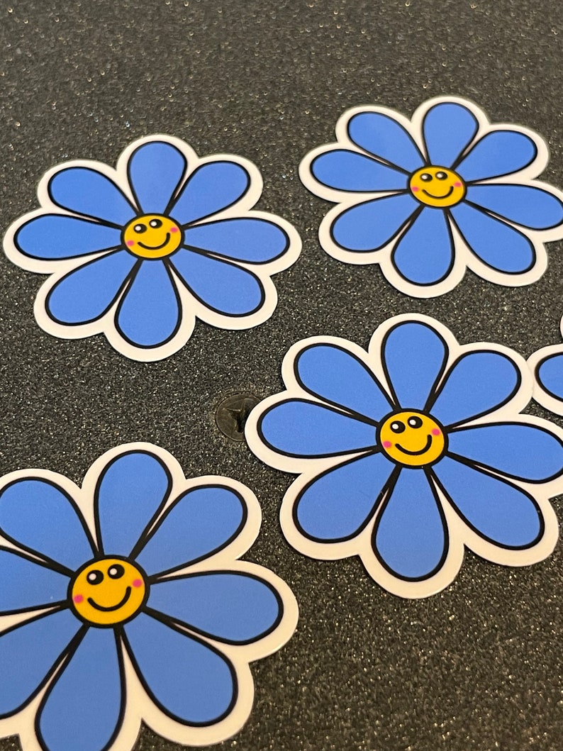 Smiley Flower Sticker / Retro Flower Sticker / Flower Sticker - Etsy