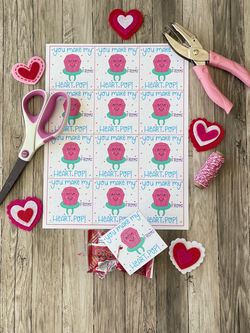 Ring Pop Valentines: You Make My Heart Pop, Printable Cards (digital ...