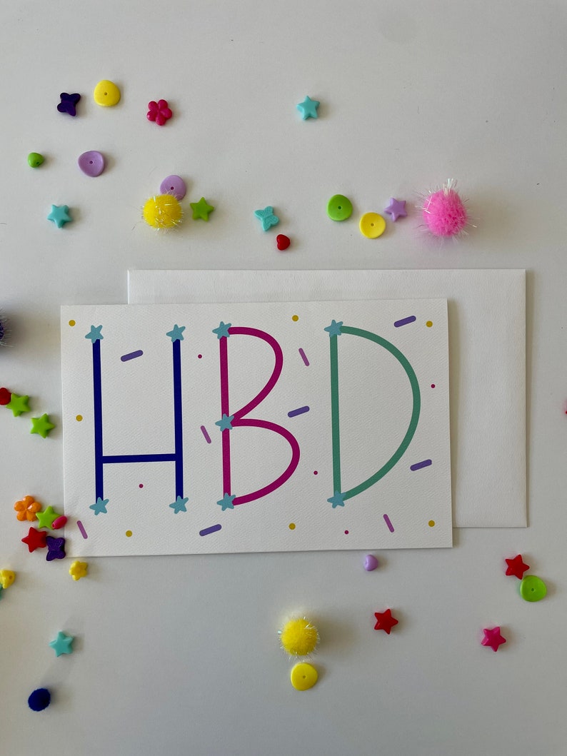 HBD Card / Happy Birthday Card / Birthday Greeting Card / - Etsy