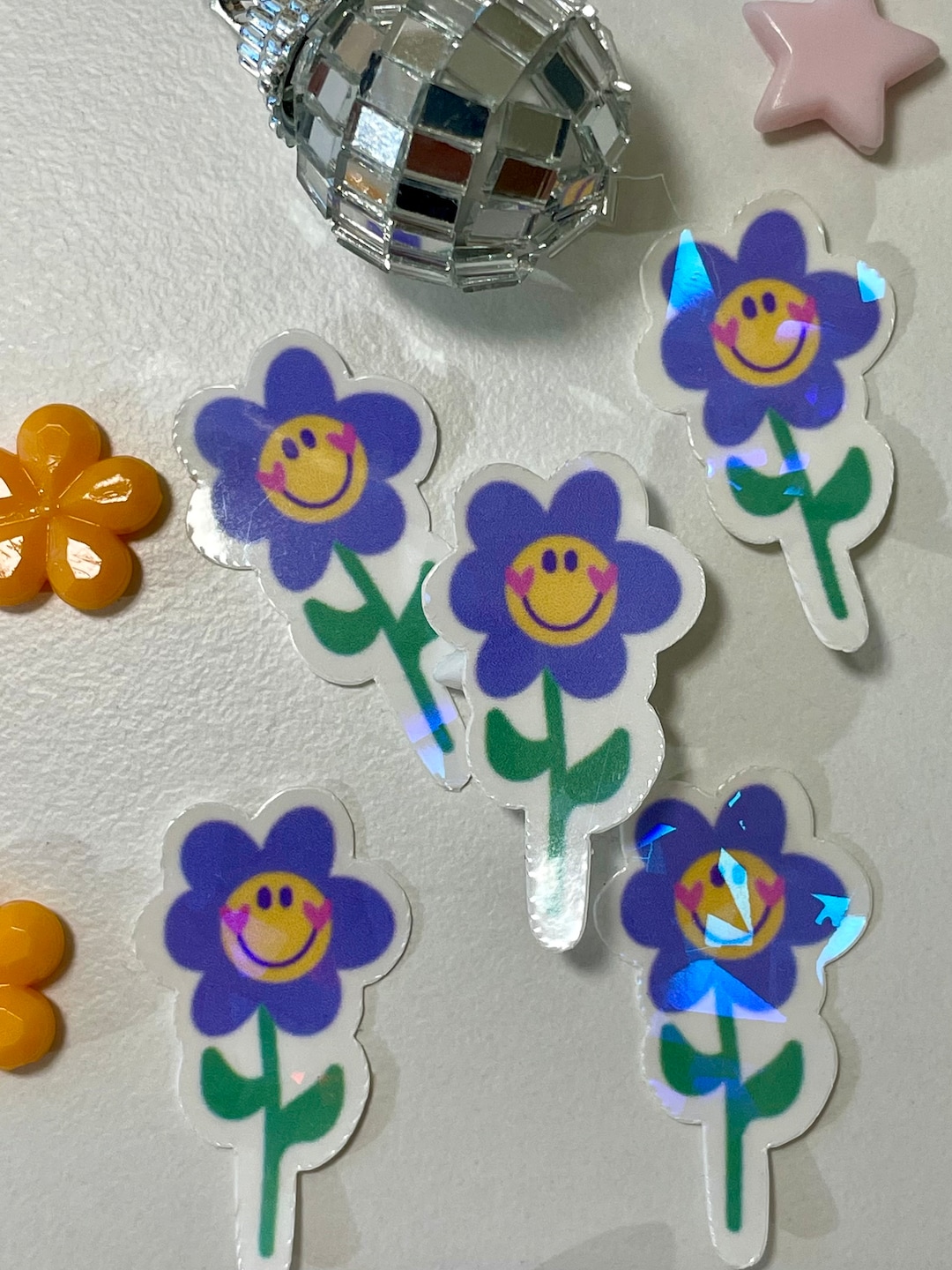 Tiny Flower Sticker / Mini Flower Sticker / Glitter Flower / Tiny ...