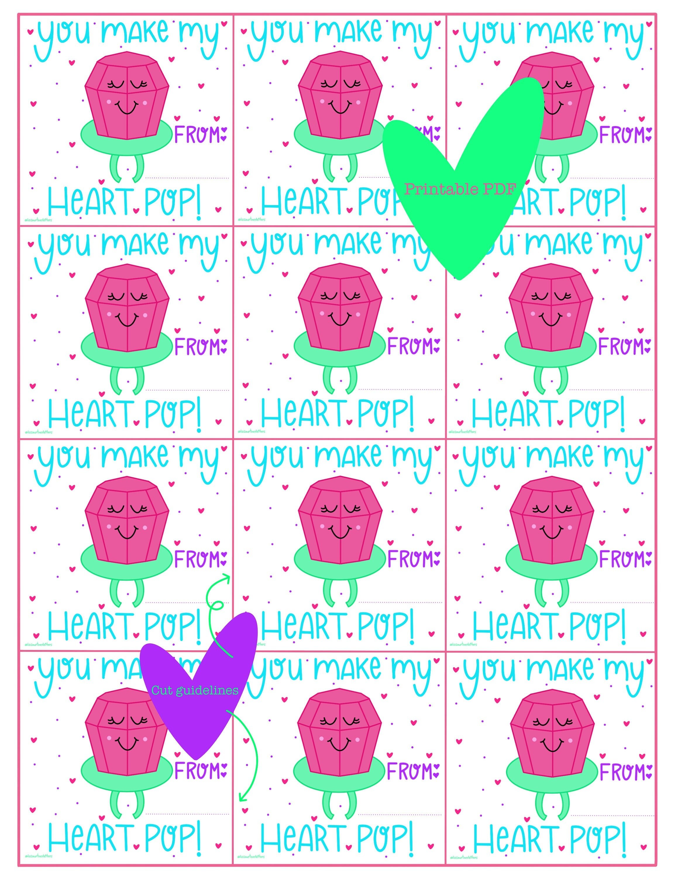 Ring Pop Valentines You Make My Heart Pop Valentines Printable ...