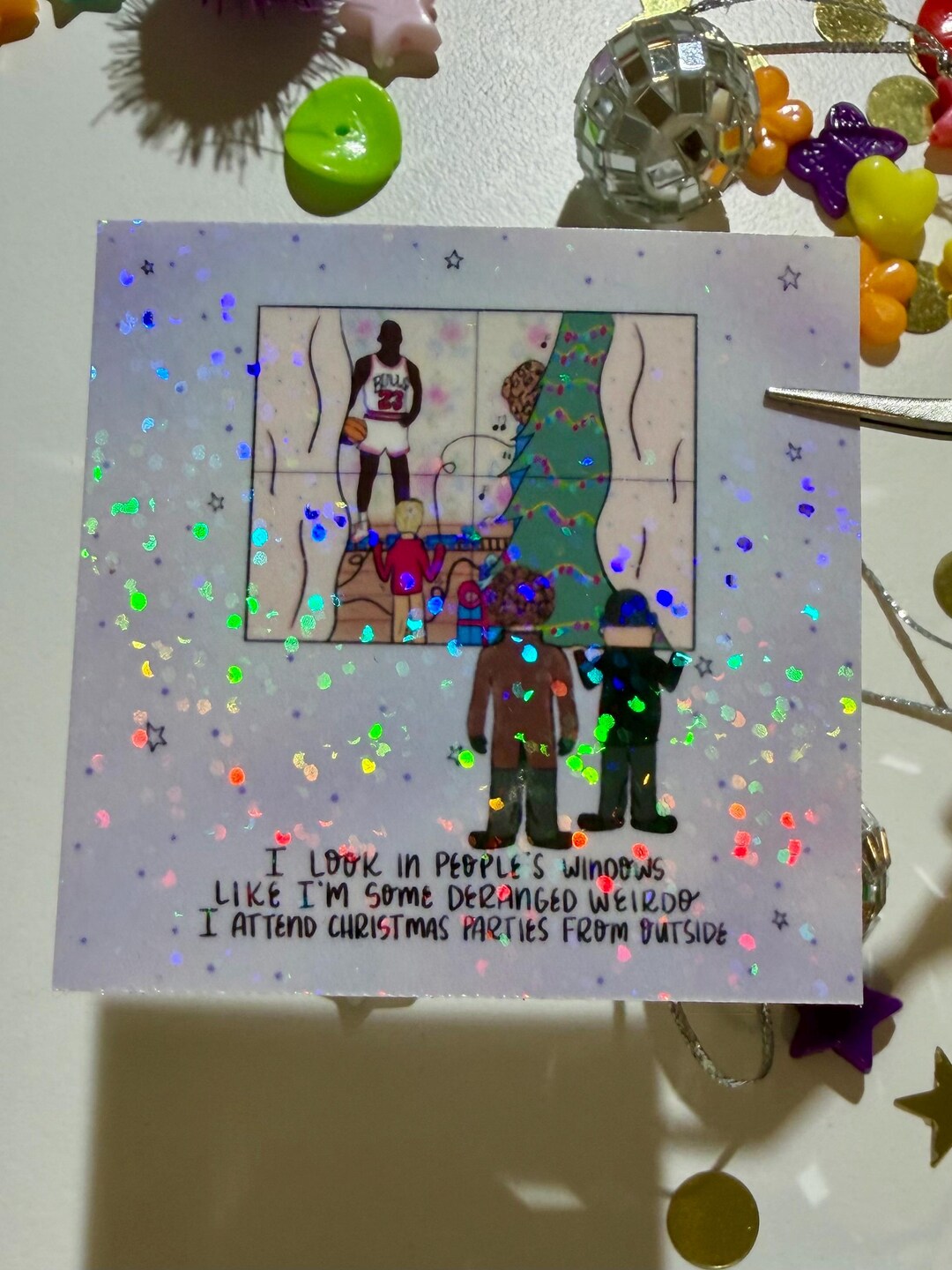 Look in Windows Sticker; Home Alone Inspired Sticker, Glitter Overlay ...