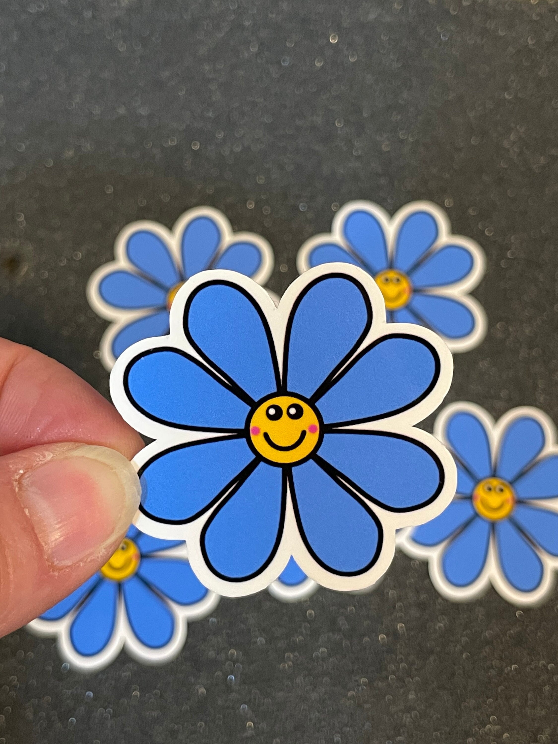 Smiley Flower Sticker / Retro Flower Sticker / Flower Sticker - Etsy
