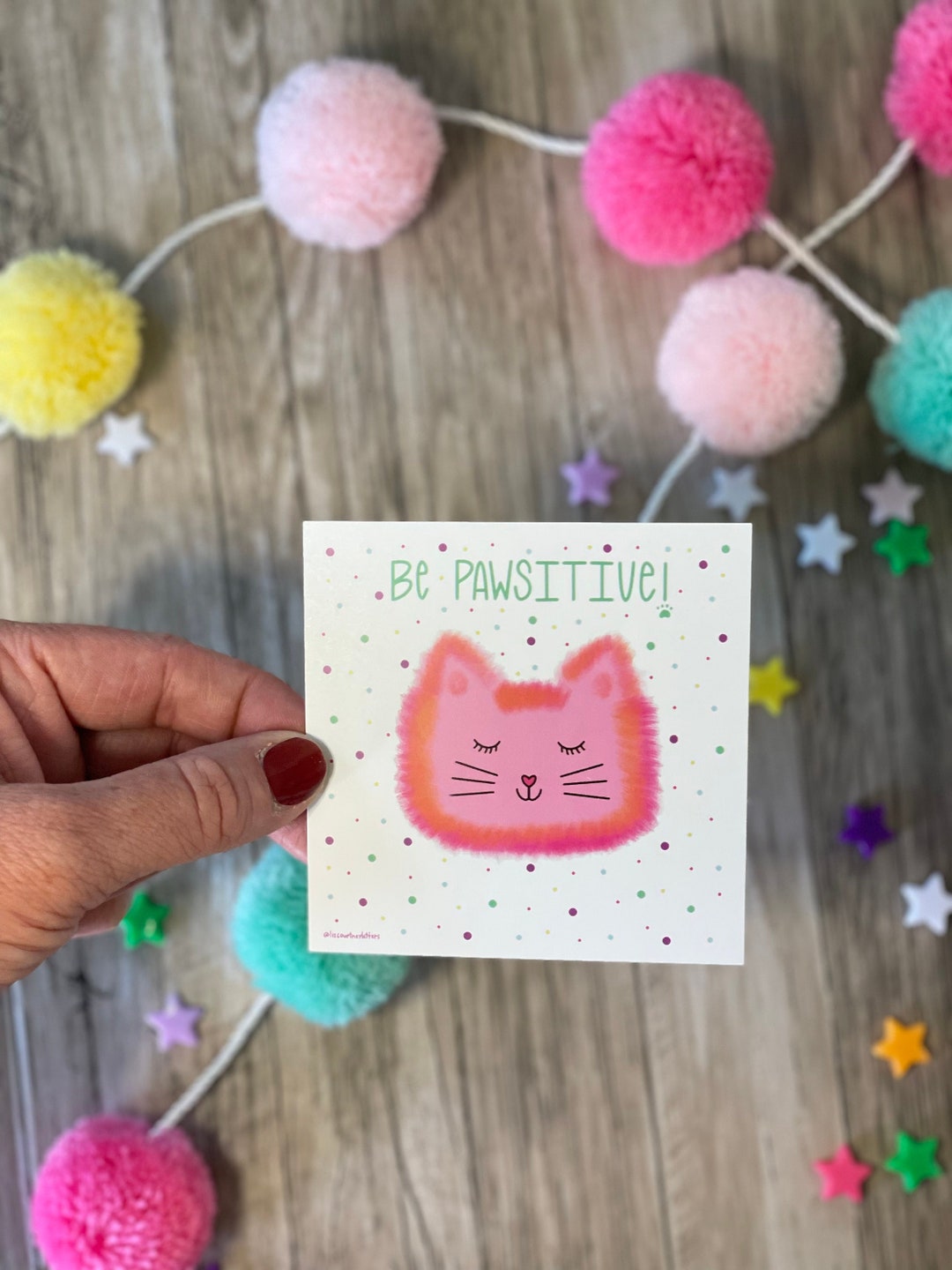 Be Pawsitive Card / Cat Card / Pun Card / Lunch Note / Cat Lunch Note ...