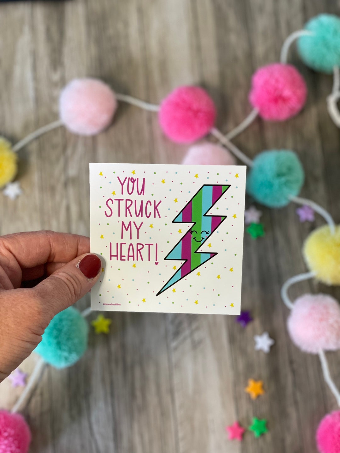 You Struck My Heart Card / Lightning Bolt Card / Pun Card / Lunch Note ...