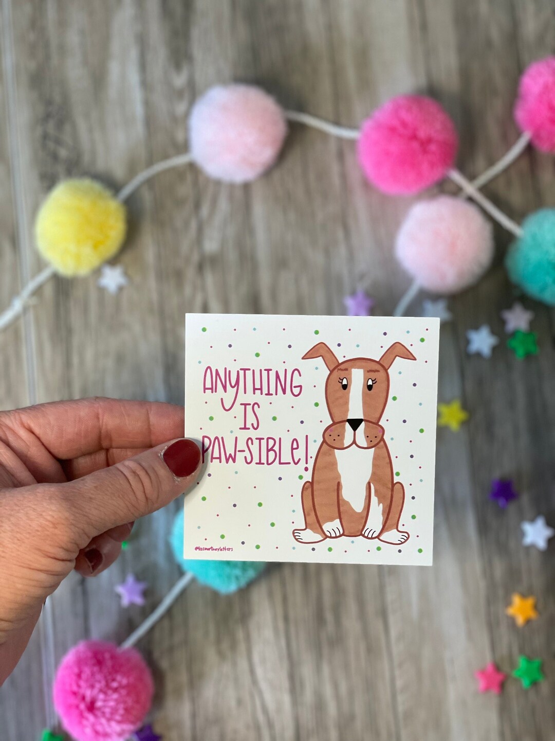 Anything is Pawsible Card: Dog Lunch Note, Encouragement Card - Etsy