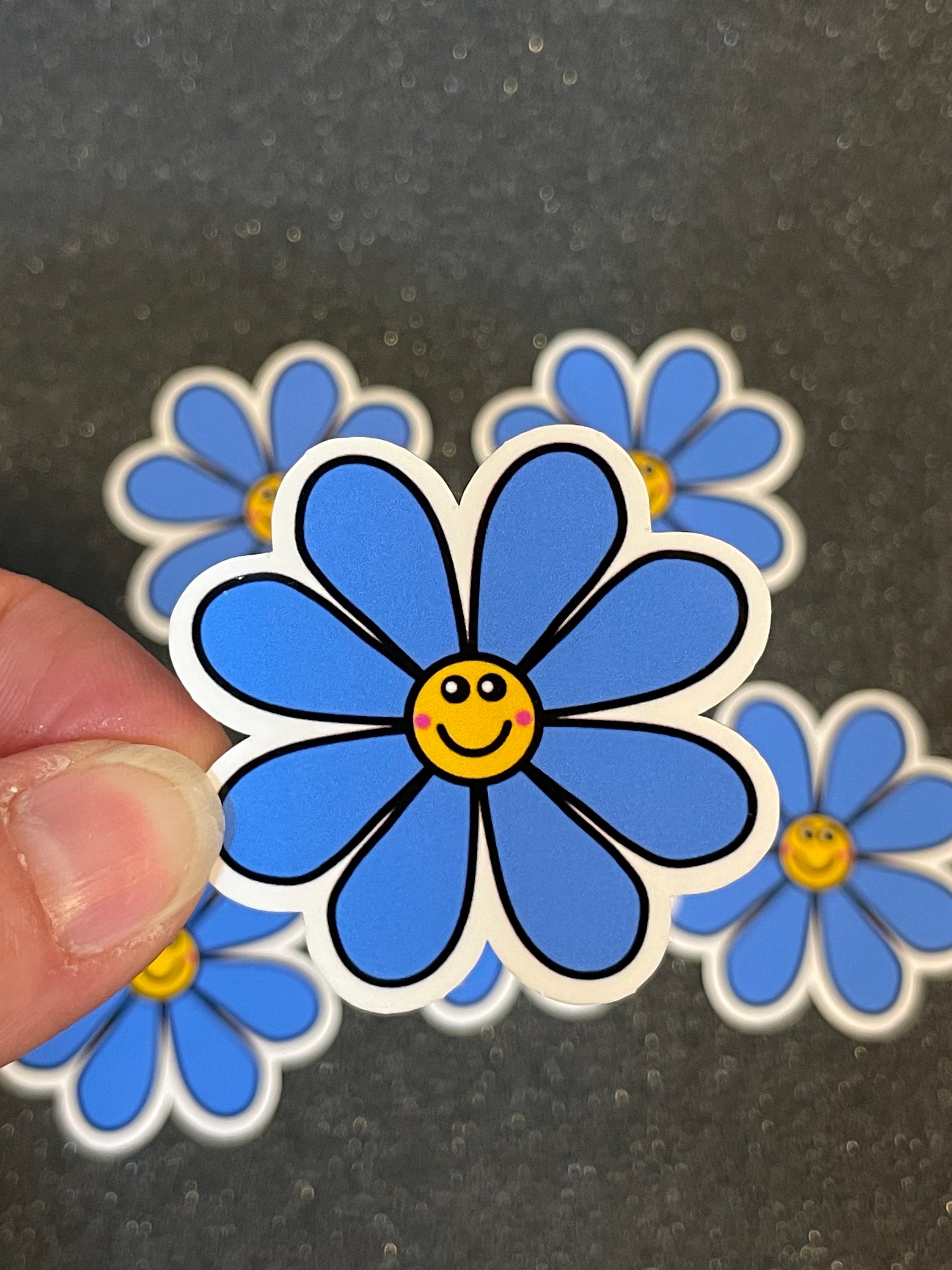 Smiley Flower Sticker / Retro Flower Sticker / Flower Sticker - Etsy
